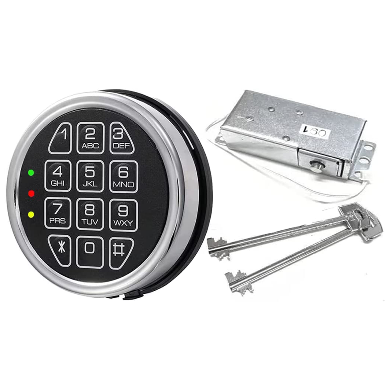 Gun Safe lock Replacement Chrome Keypad with Solenoid Lock & 2 Overrid ...